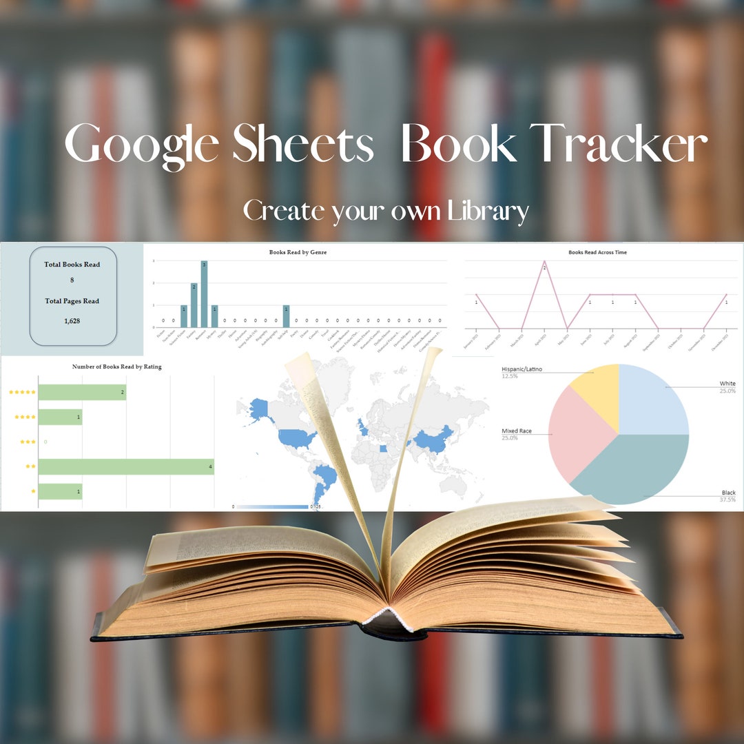 Google Sheets Spreadsheet Book Tracker, Book Planner, Book Log, Library ...
