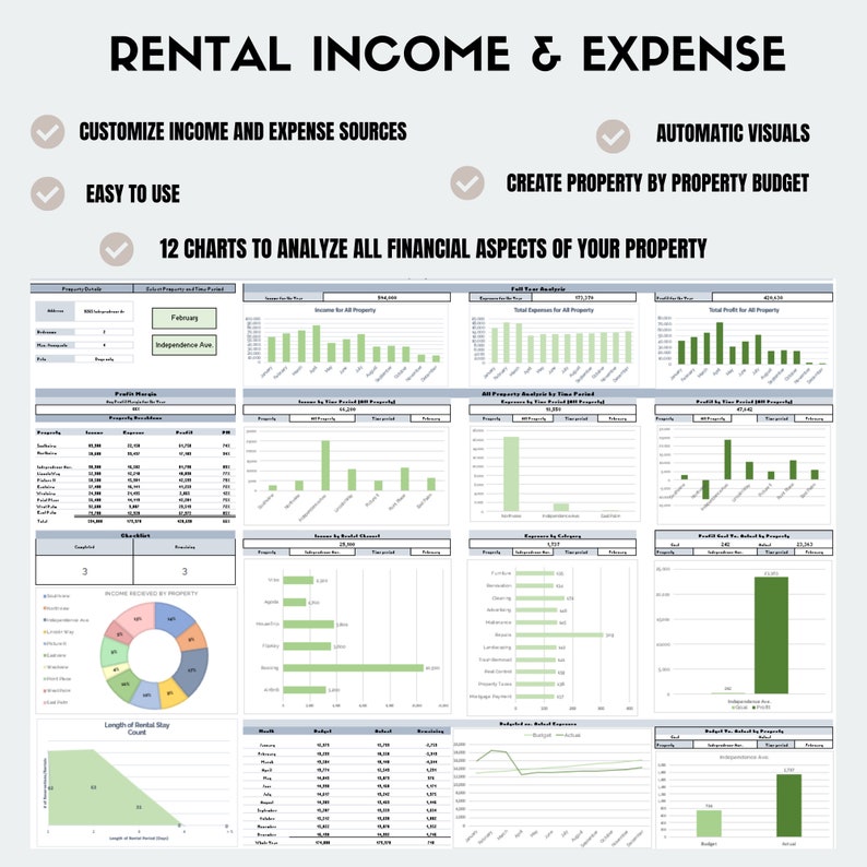 Rental Multi-property Income & Expense Tracker | Airbnb Management ...