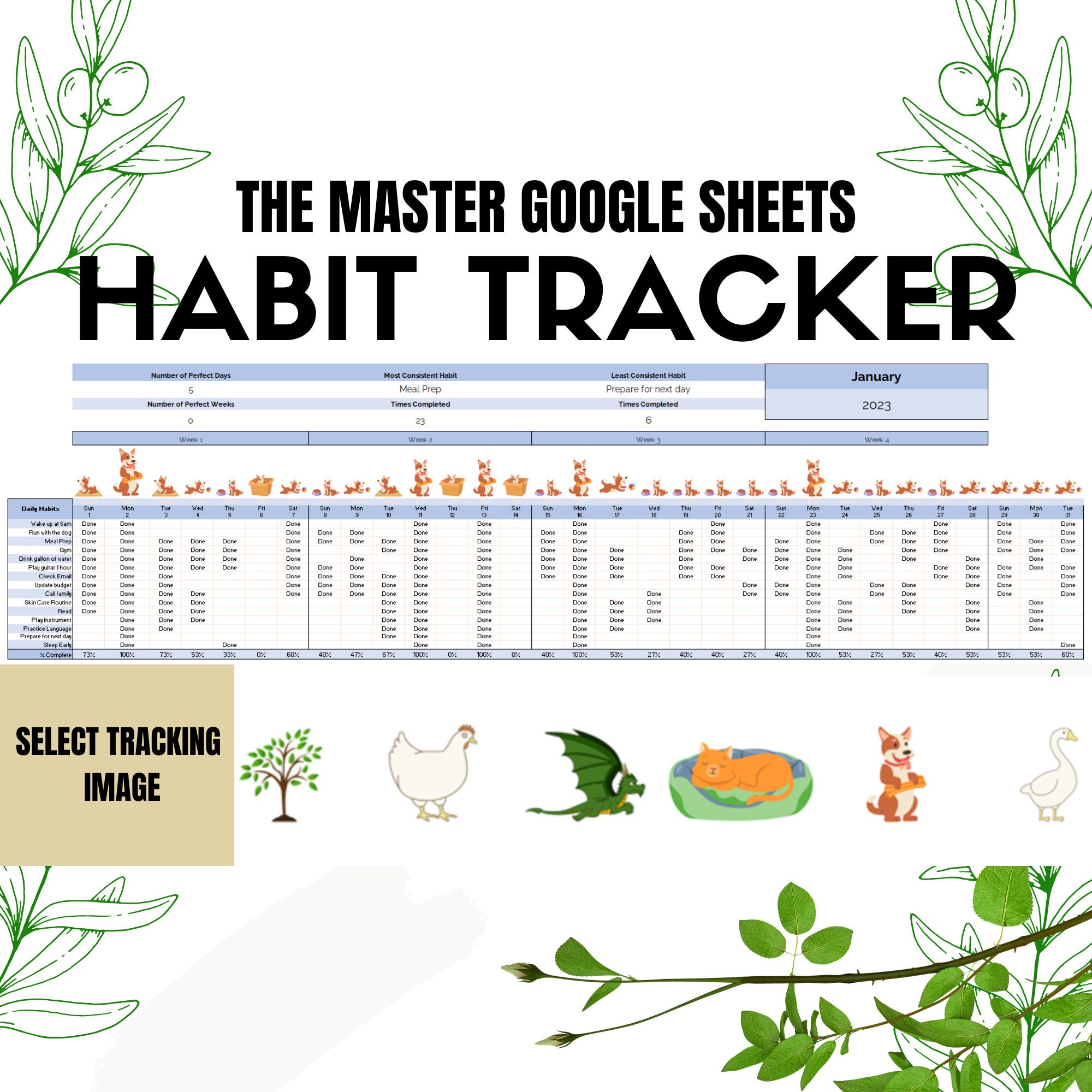 Habit Tracker Spreadsheet | Google Sheets | Daily | Weekly | Monthly ...