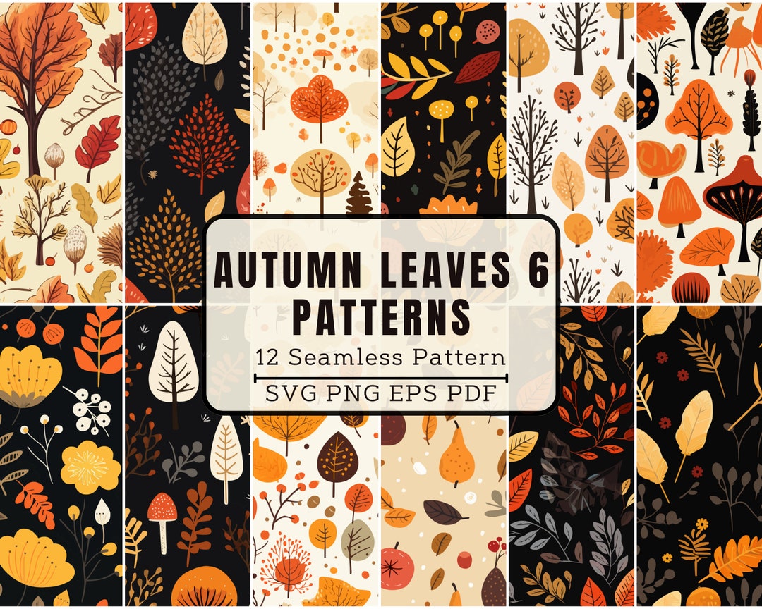 12 SVG Files Digital Paper. Autumn Leaves Pattern. Svg Png Eps - Etsy