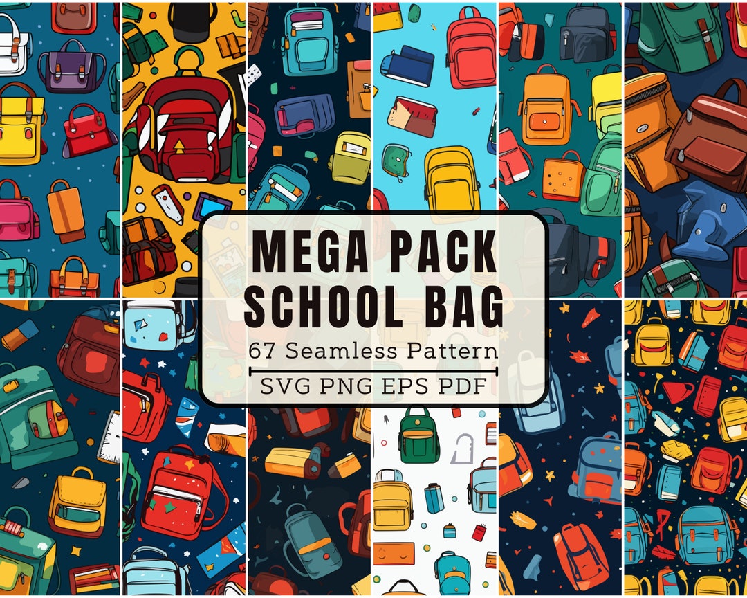 67 SVG Files Digital Paper. School Bag Pattern. Svg Png Eps - Etsy