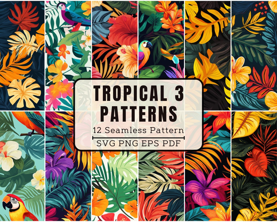 12 SVG Files Digital Paper. Tropical Pattern. Svg Png Pdf. - Etsy