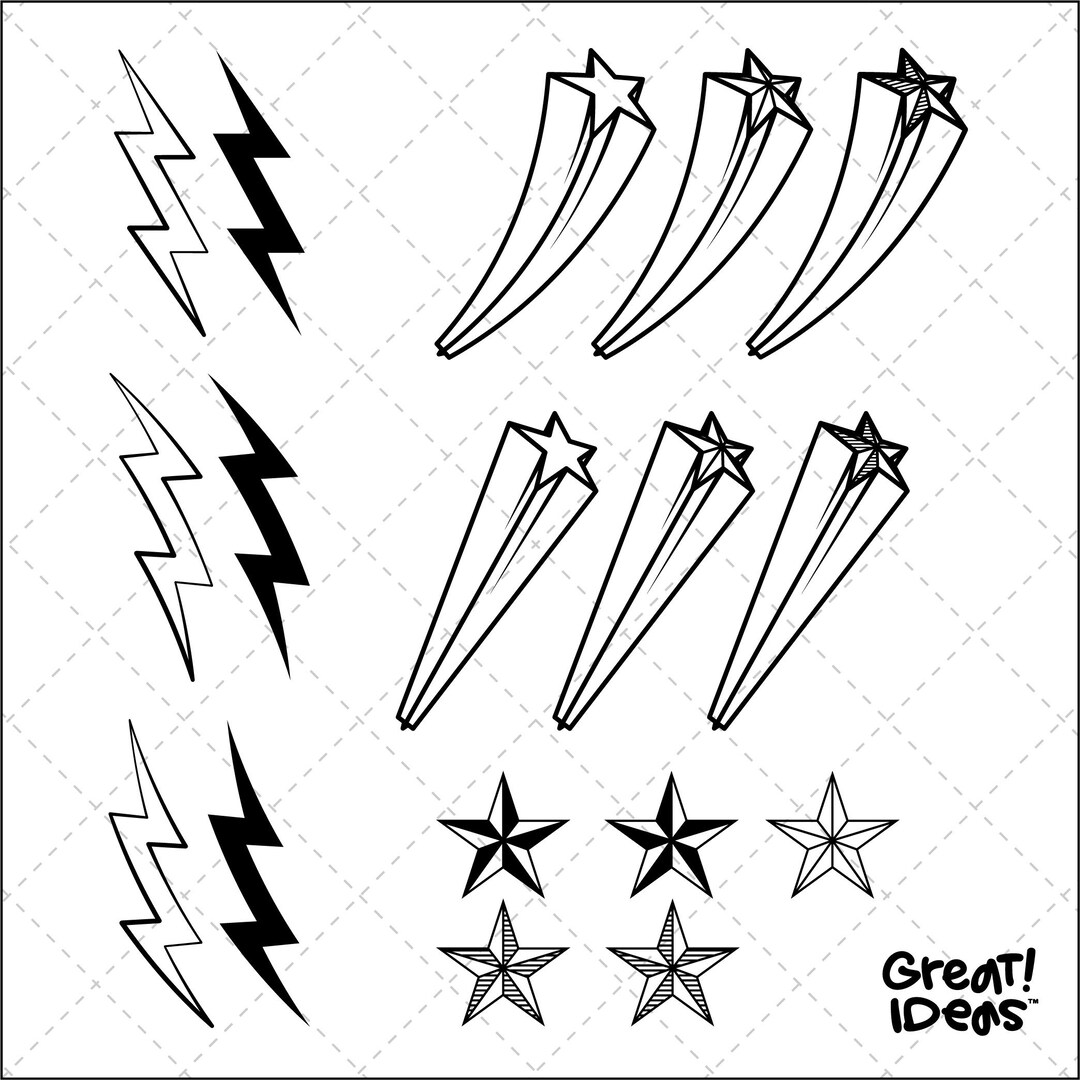 Vector Shooting Stars & Lightning Bolts - Etsy