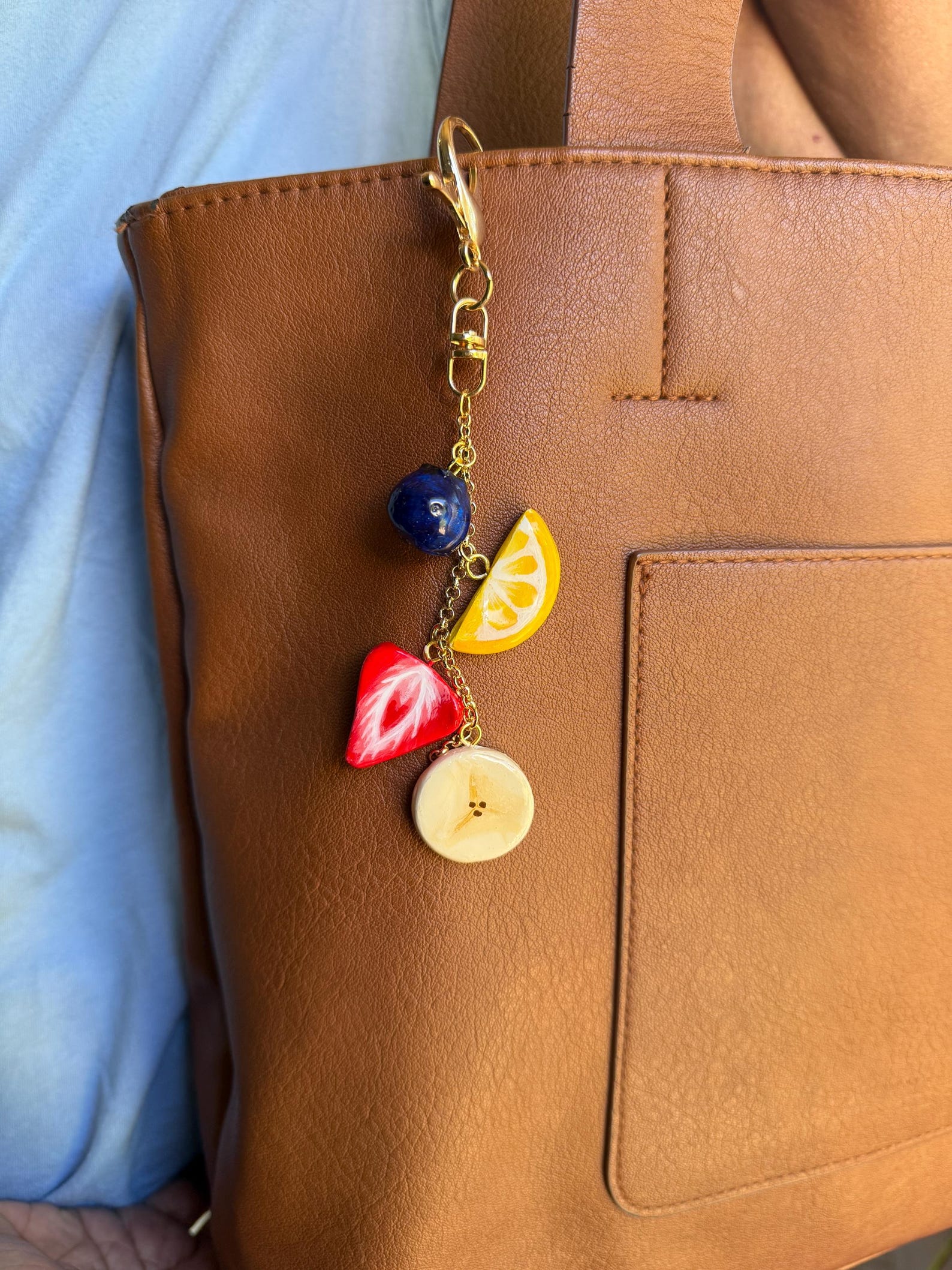Clay Fruit Keychain | Blueberry, Banana, Strawberry, Lemon - Etsy