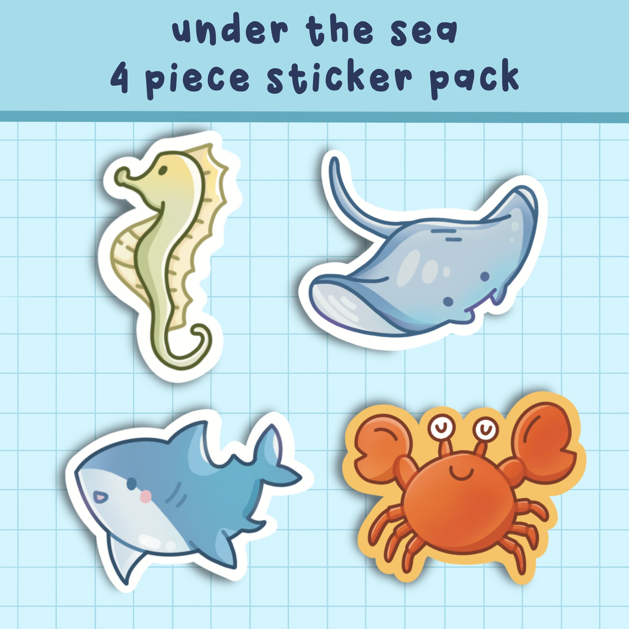 Under the Sea Sticker Sheet | Cute Waterproof Sea Animal Stickers - Etsy