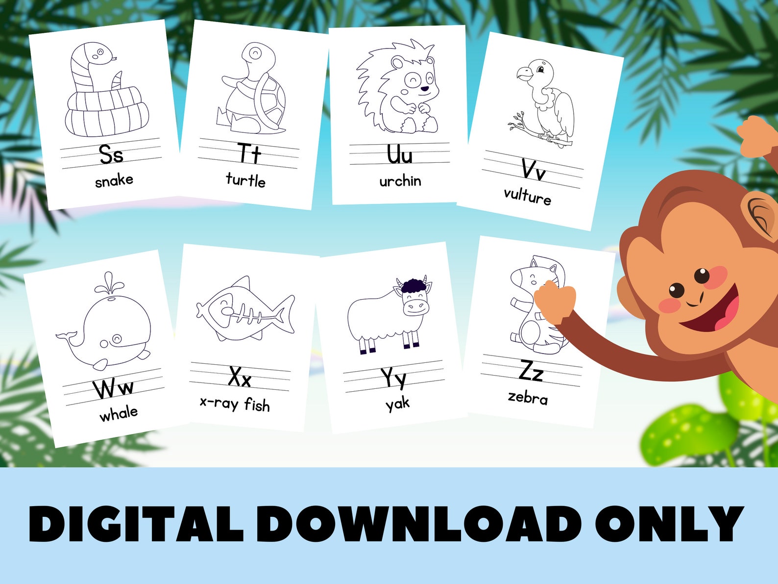 27 Printable Coloring Pages of Alphabet Letters With Animals, Kids ...