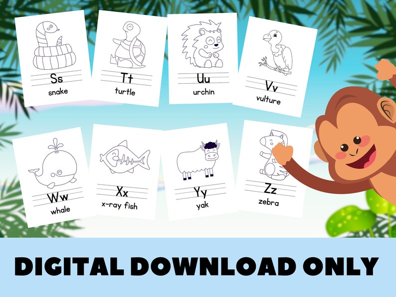 27 Printable Coloring Pages of Alphabet Letters With Animals, Kids ...