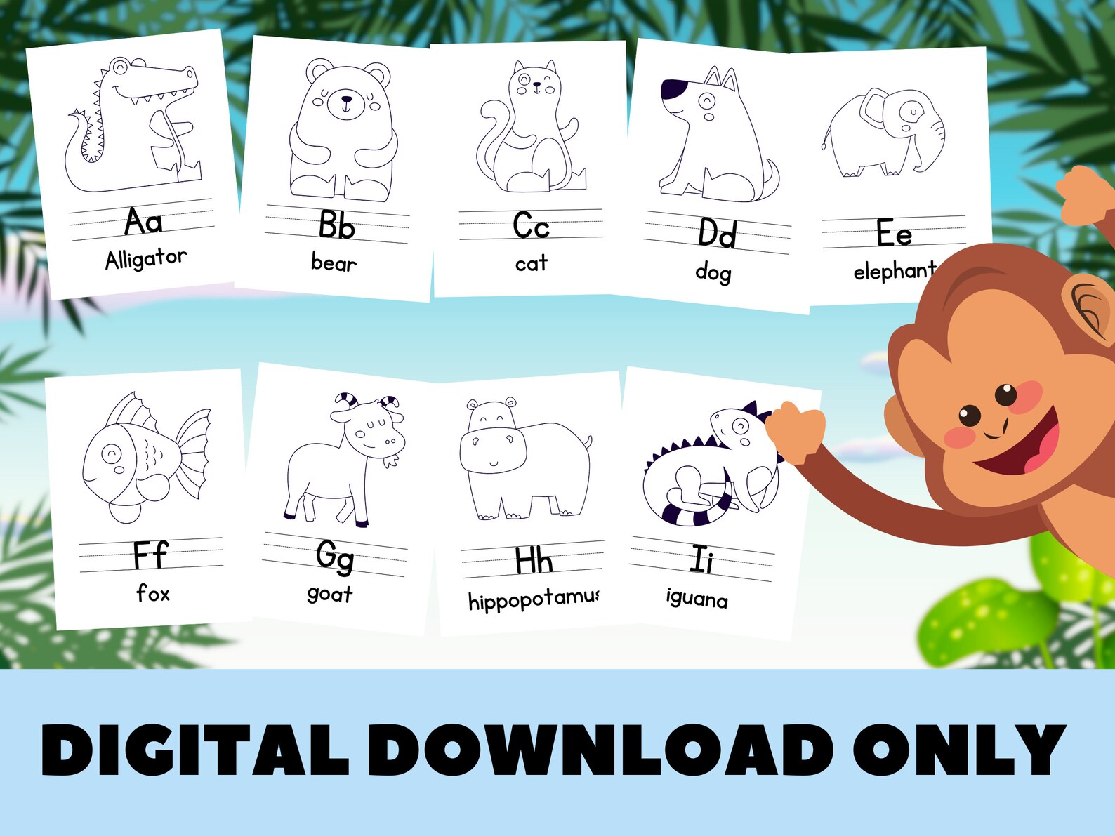 27 Printable Coloring Pages of Alphabet Letters With Animals, Kids ...