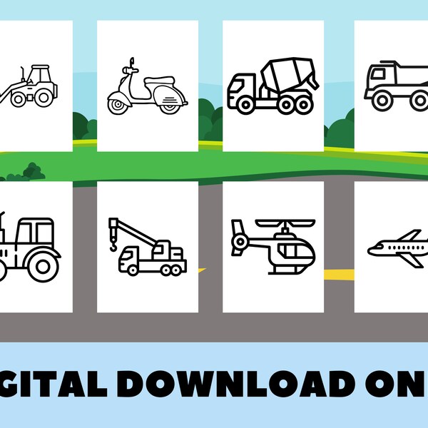 Printable Vehicle Coloring Pages - Etsy