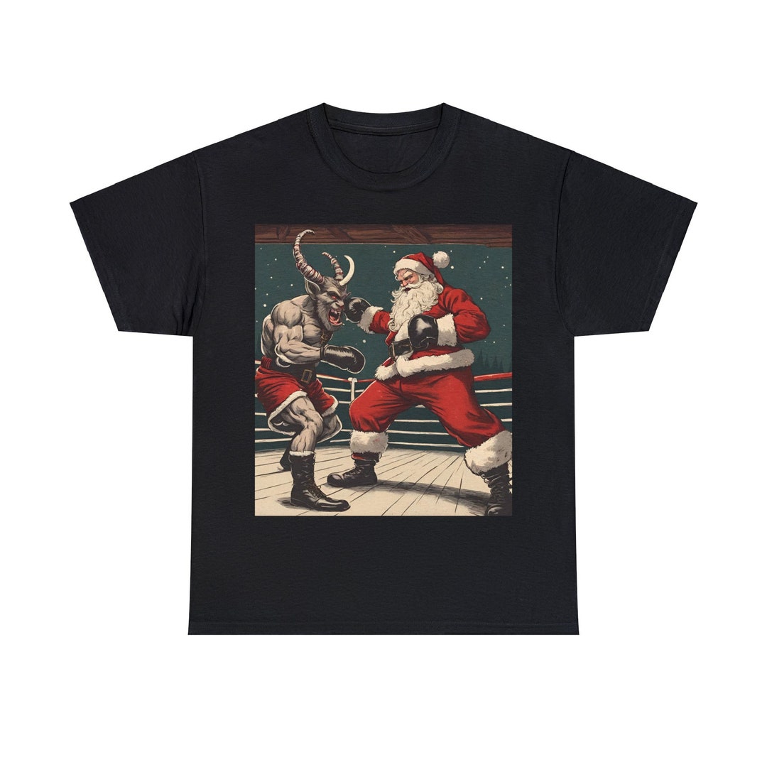 Santa Boxing Krampus Tee Fighting Christmas Thrilla in - Etsy