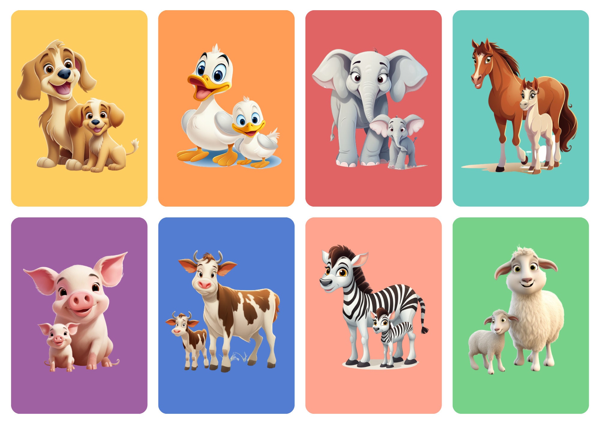 16 Farm Animals Flash Cards, Montessori Flash Cards, Pre-school Cards ...