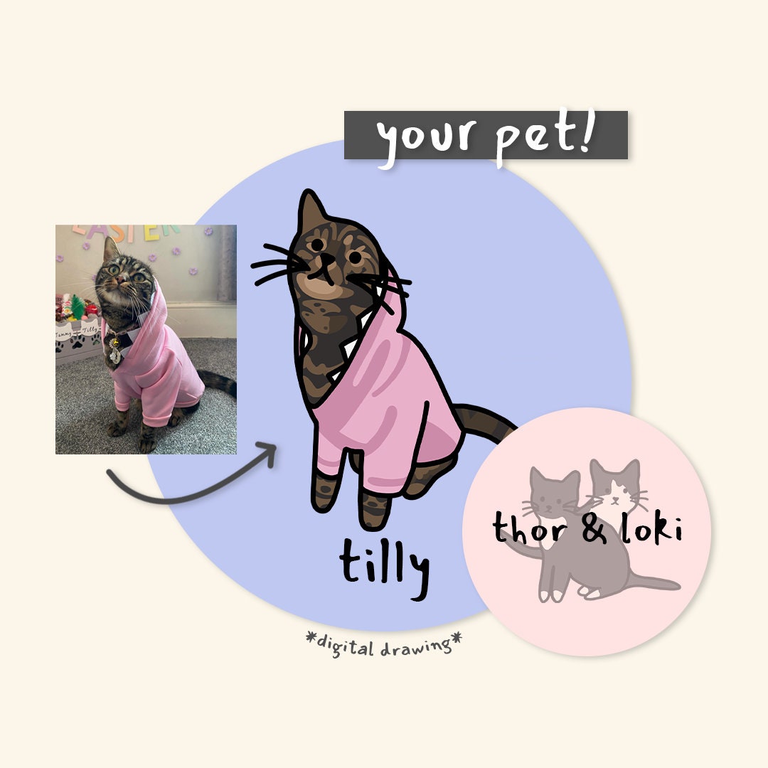 Custom Pet Profile Picture Cartoon Icon Cute Cat Drawing Pfp Dog ...