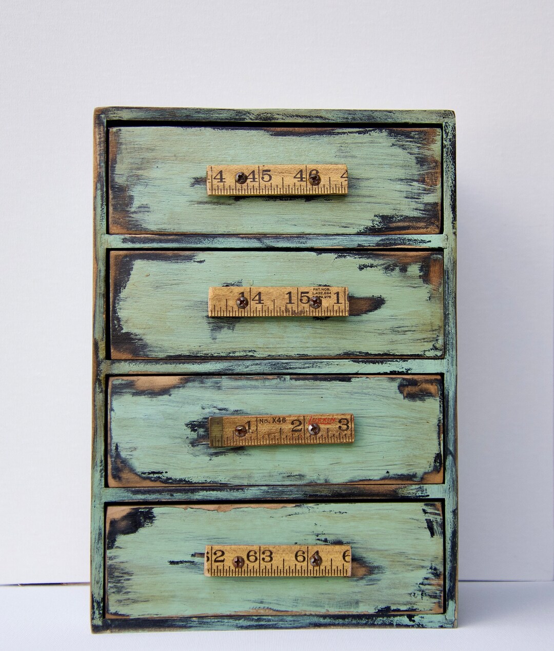 Green, Rustic, Boho, Shabby Chic, Unique, Small Wood Chest With Drawers ...