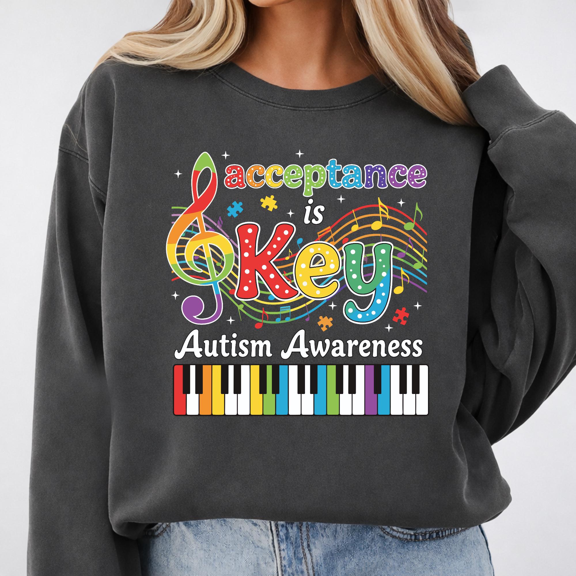 Acceptance is Key Autism Awareness PNG | Colorful Music Piano Keyboard ...