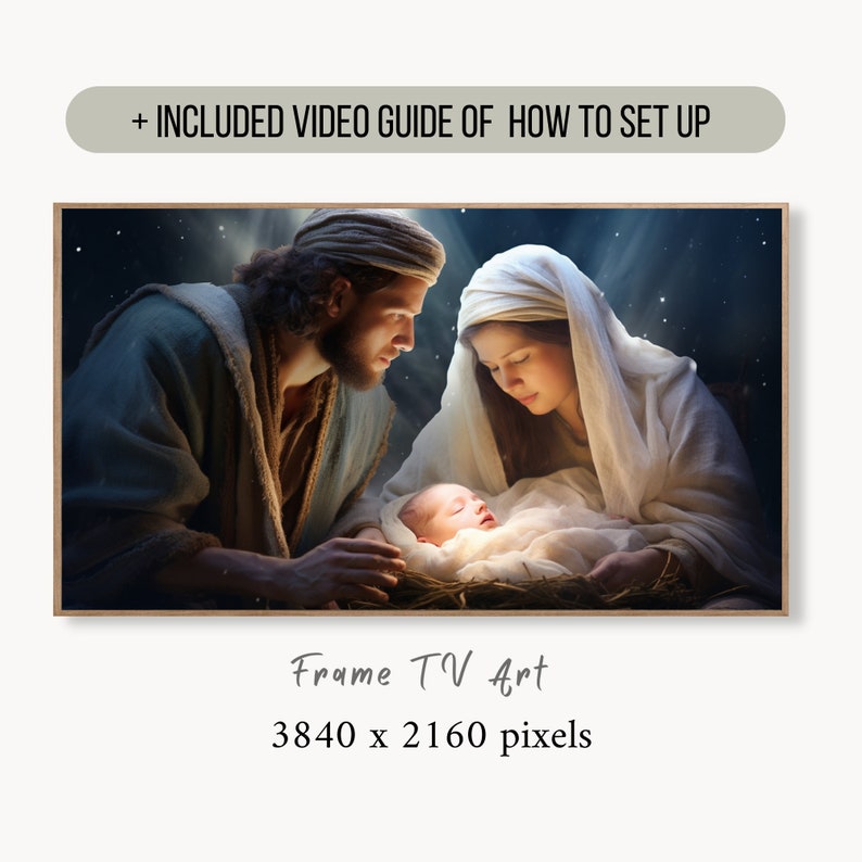 Samsung Frame TV Art | Mary, Joseph, and Baby Jesus,nativity Scene ...