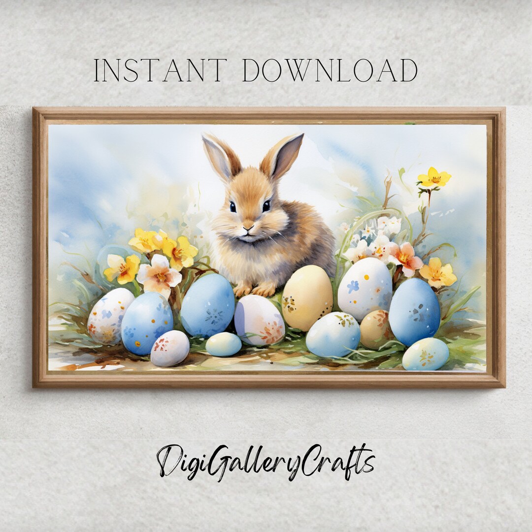Easter TV Art, Bunny Rabbit Spring Pastel Frame, Abstract Vintage ...