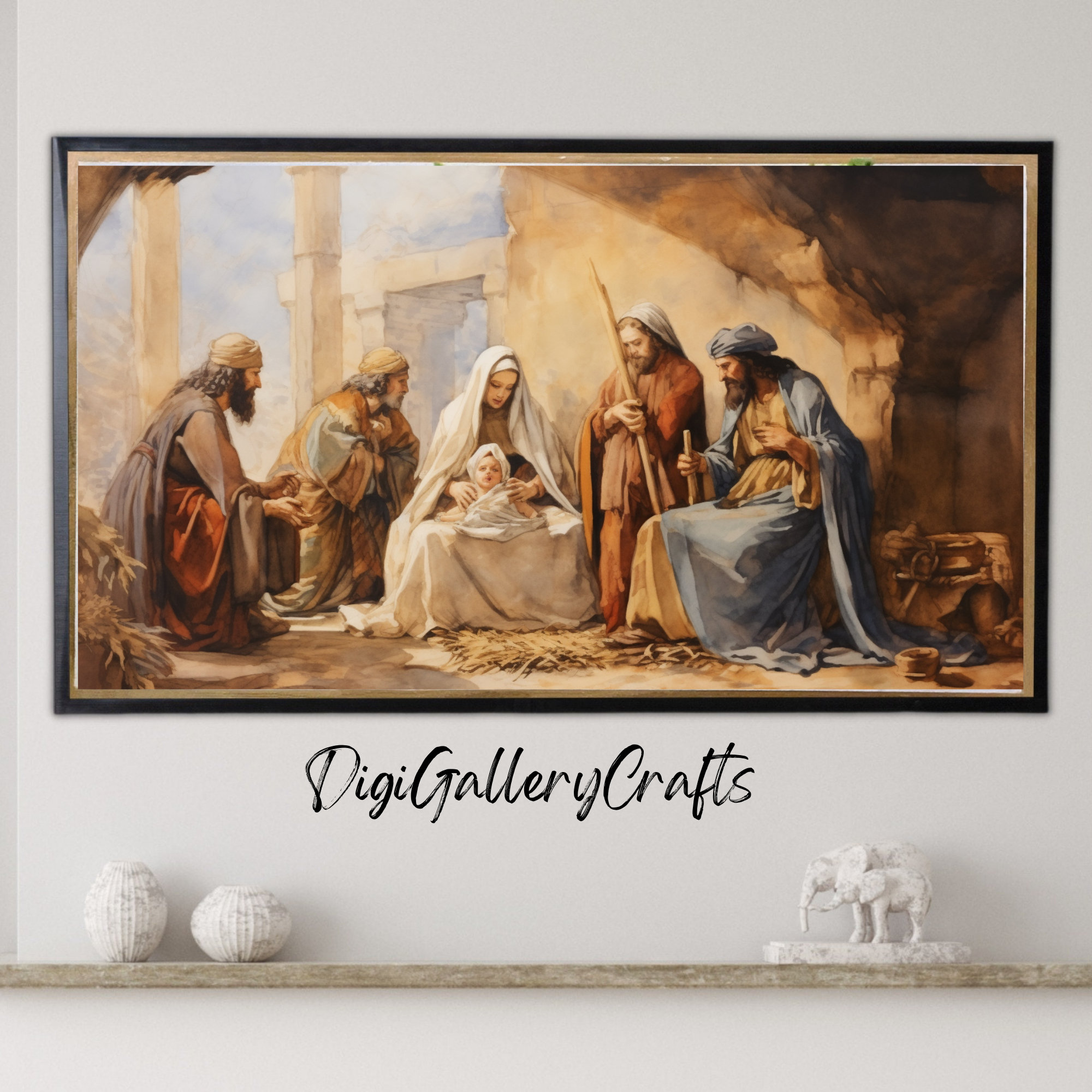 Samsung Frame TV Art Set of 6 | Nativity Scene Cartoon Illustration ...