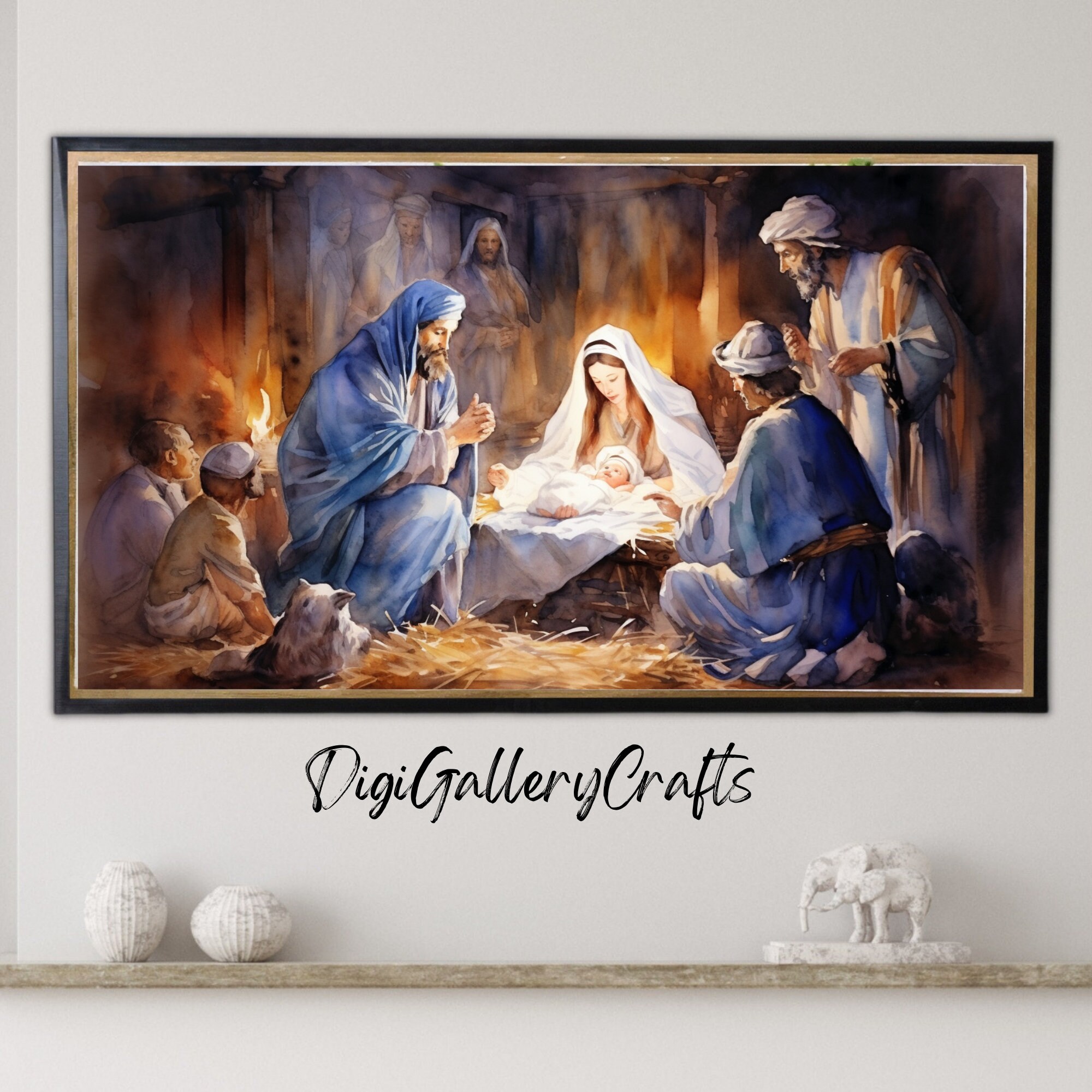 Samsung Frame TV Art Set of 6 | Nativity Scene Cartoon Illustration ...