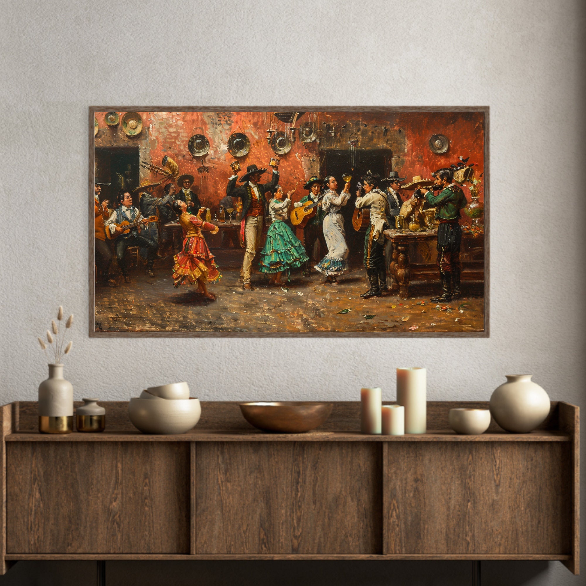 Mexican Mural Samsung Frame TV Art, Fiesta Party Decorations, Hispanic ...