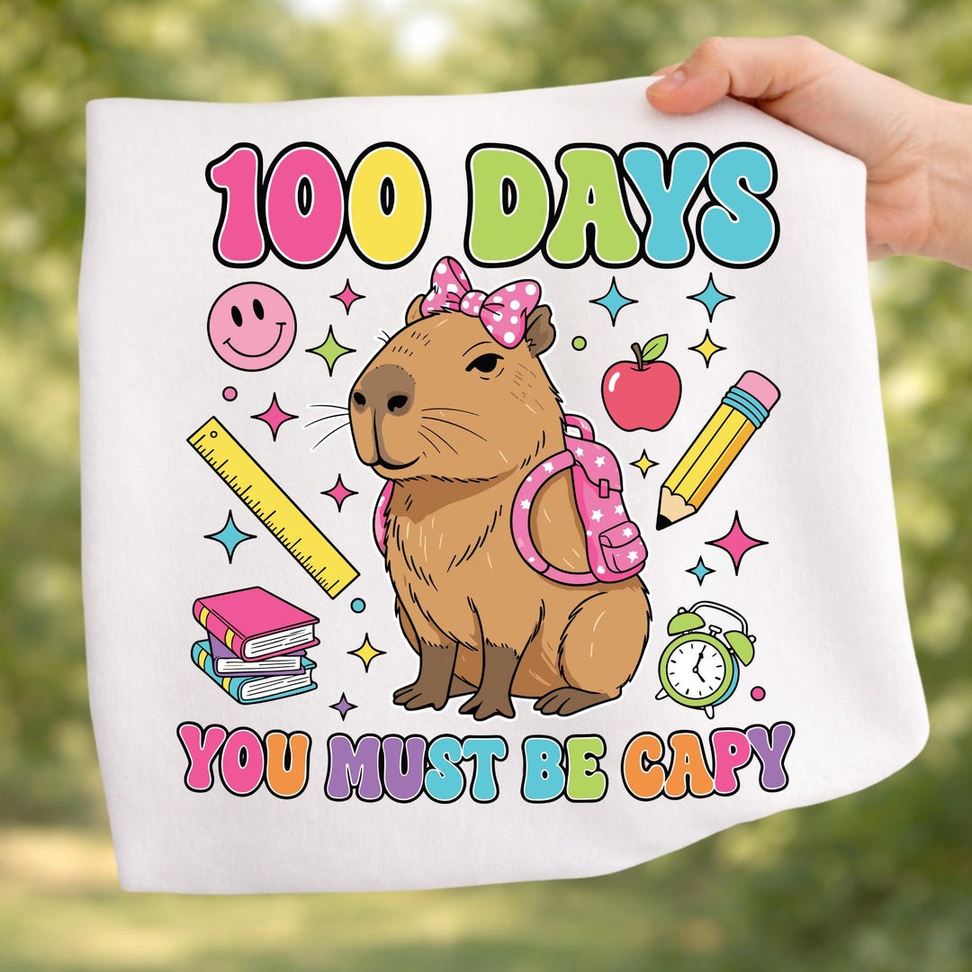100 Days of School Girl Capybara PNG | Cute Female Teacher Clipart ...