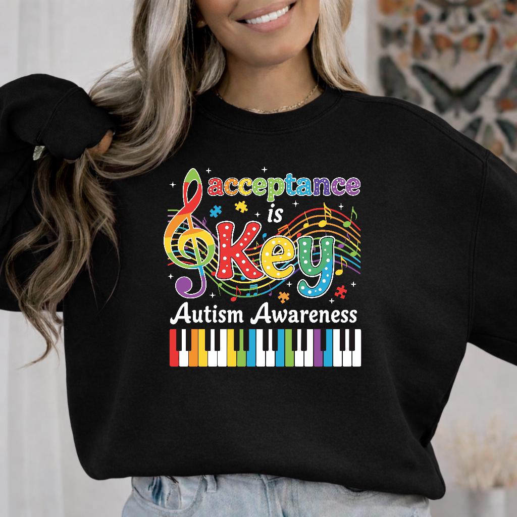 Acceptance is Key Autism Awareness PNG | Colorful Music Piano Keyboard ...