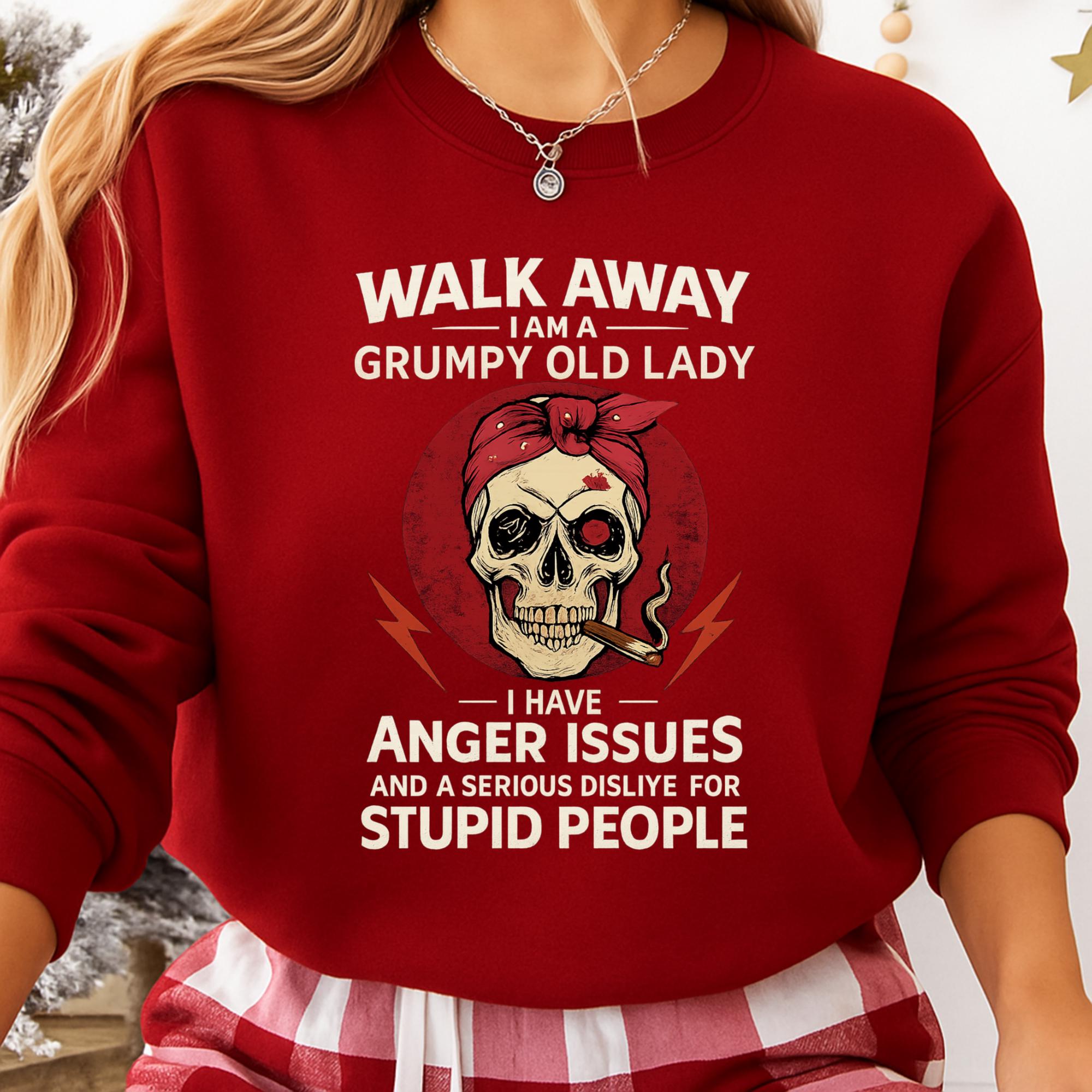 Walk Away I Am A Grumpy Old Lady PNG SVG | Funny Anger Issues Quote ...