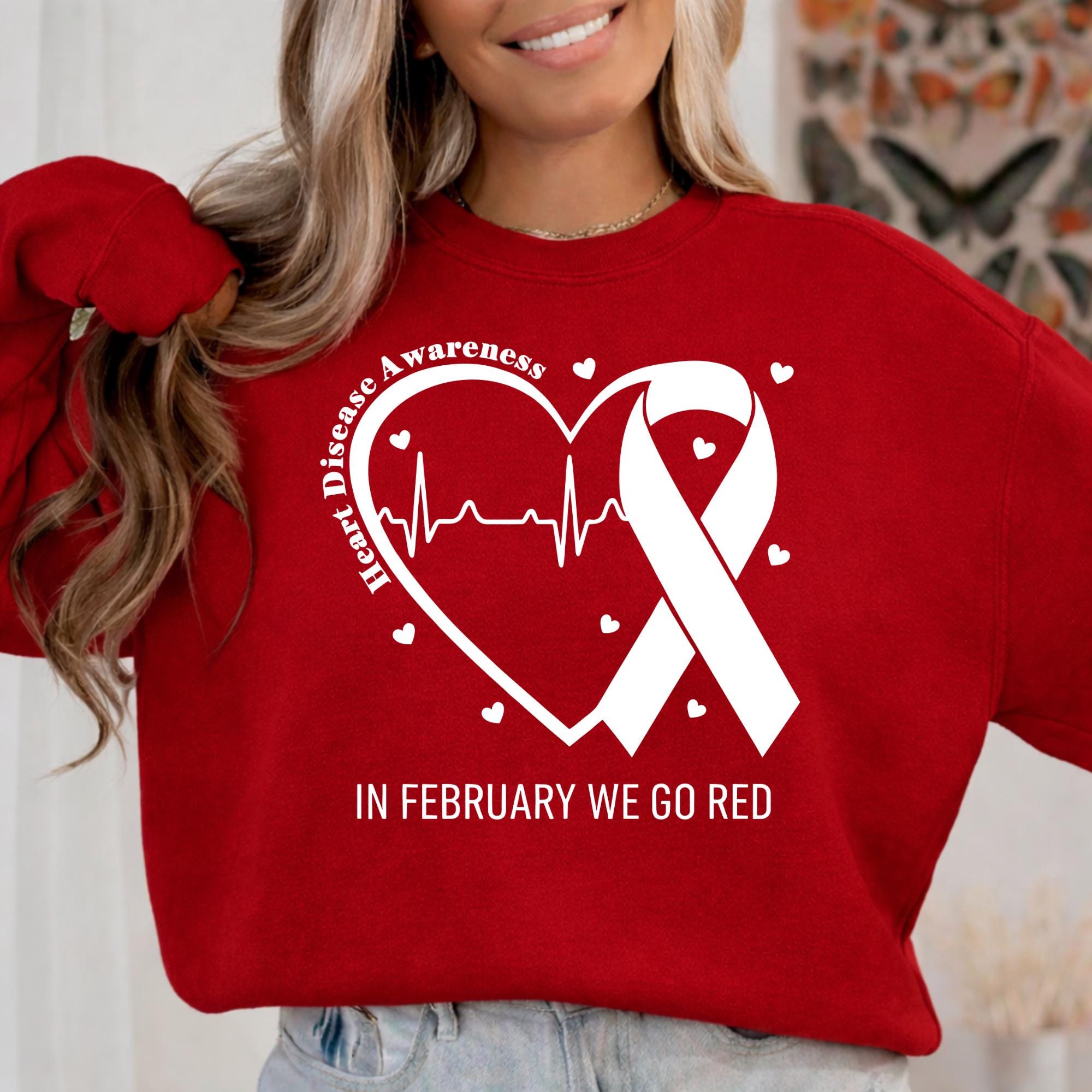 In February We Go Red for Heart Disease Awareness PNG | Red Ribbon ...