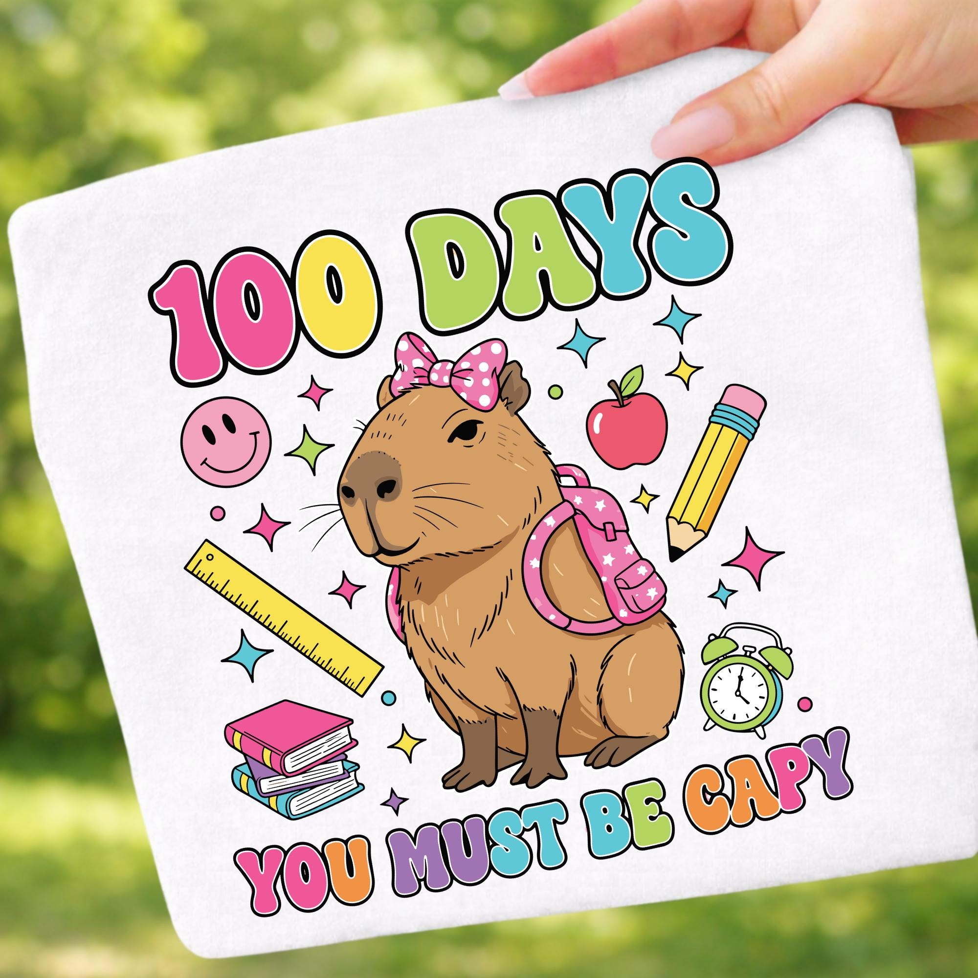 100 Days of School Girl Capybara PNG | Cute Female Teacher Clipart ...