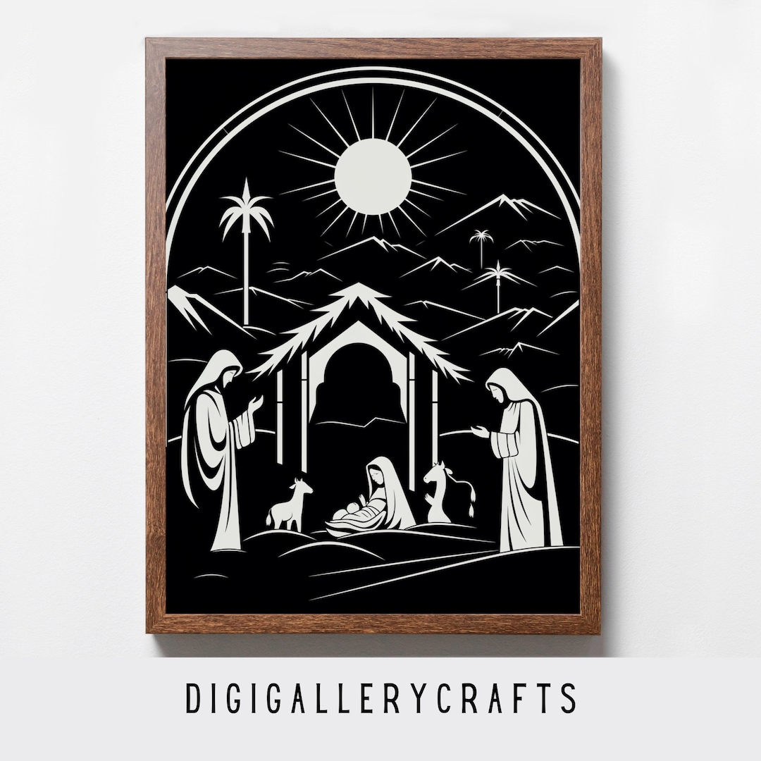 Nativity Scene Art, Christmas Jesus Digital Download, Christmas ...