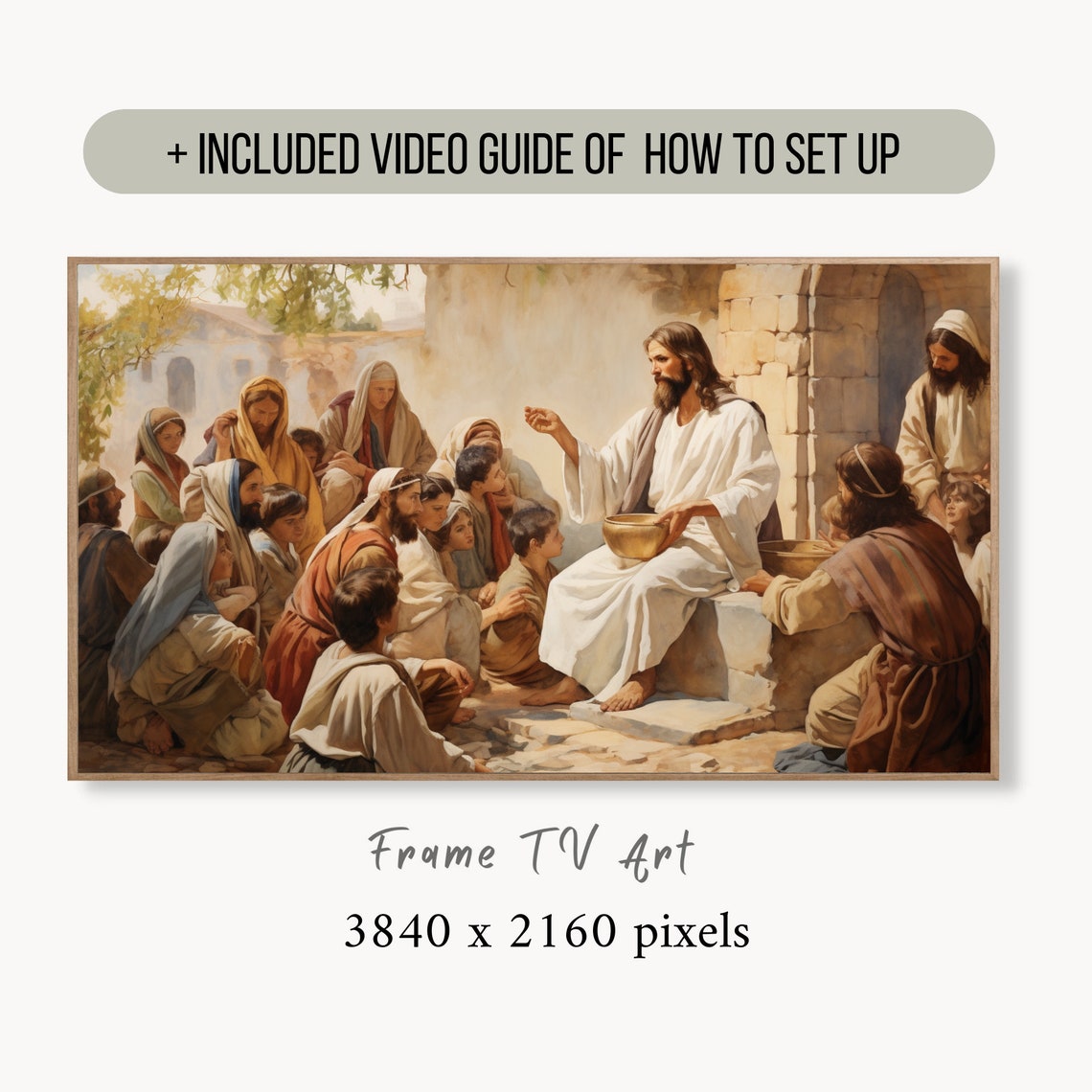 Samsung Frame TV Art | Jesus Feeds the 5000 | Sketches, Jesus Art ...