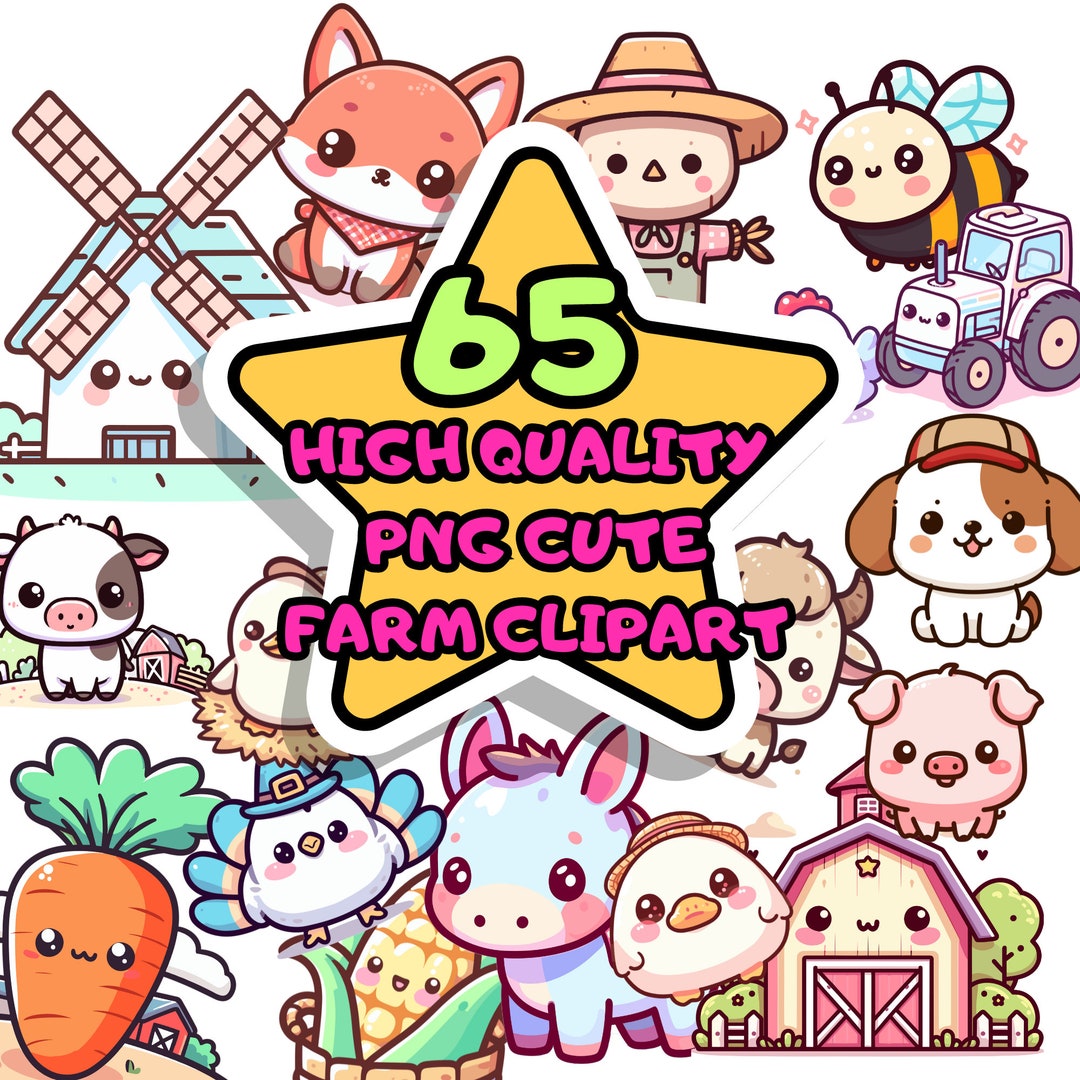 Farm Clipart Farm Animals PNG Transparent Background 300DPI - Etsy