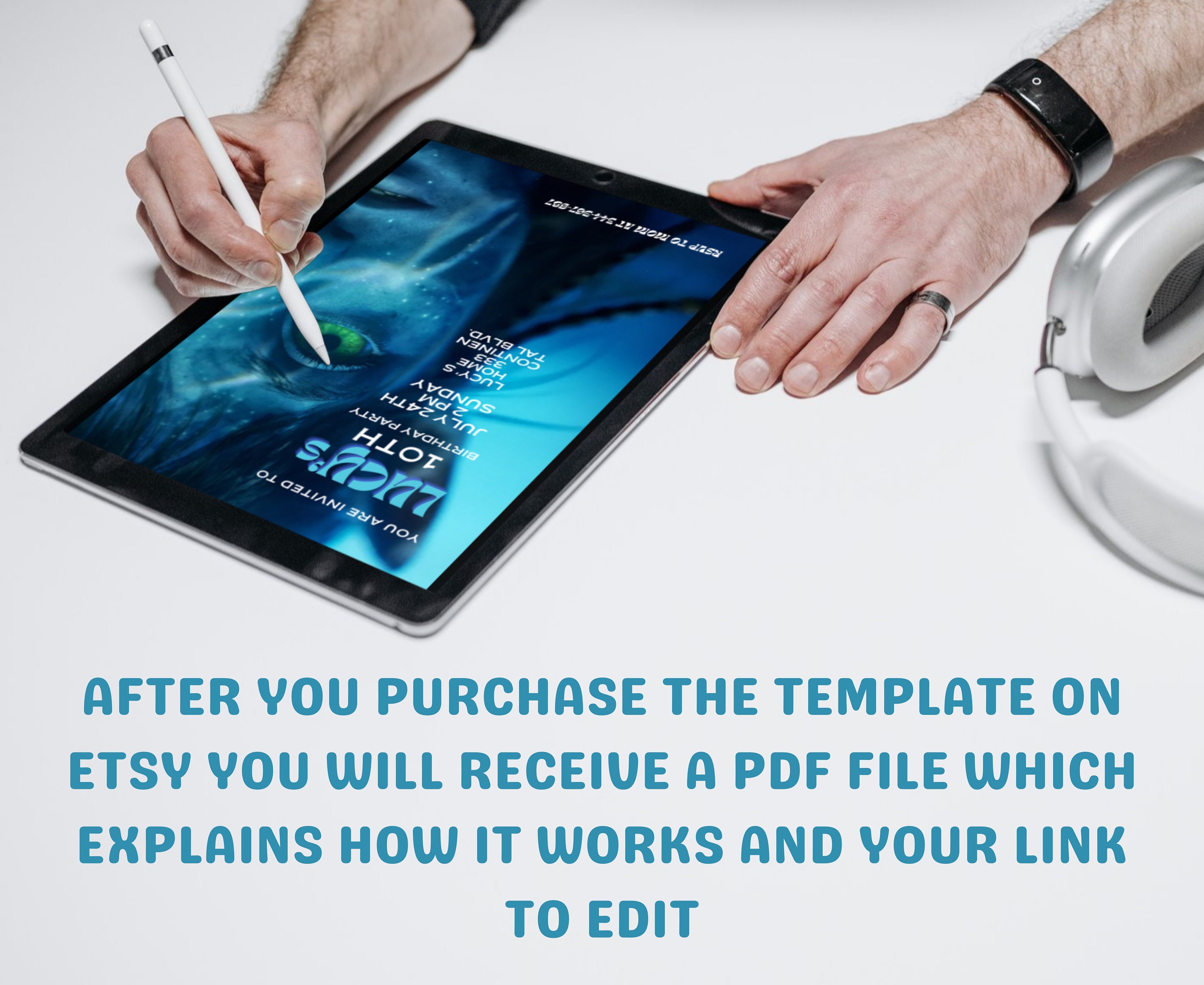 Avatar Birthday Invitation Template for Girls: Editable Card (digital ...