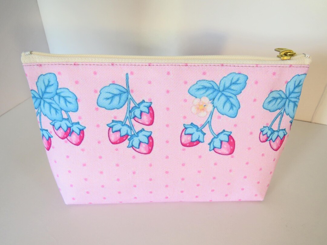 Strawberries Makeup Bag | "berry Blossoms" | Cute Cosmetic Bag for ...