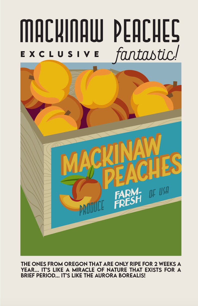 Mackinaw Peaches Art Deco Print - Etsy