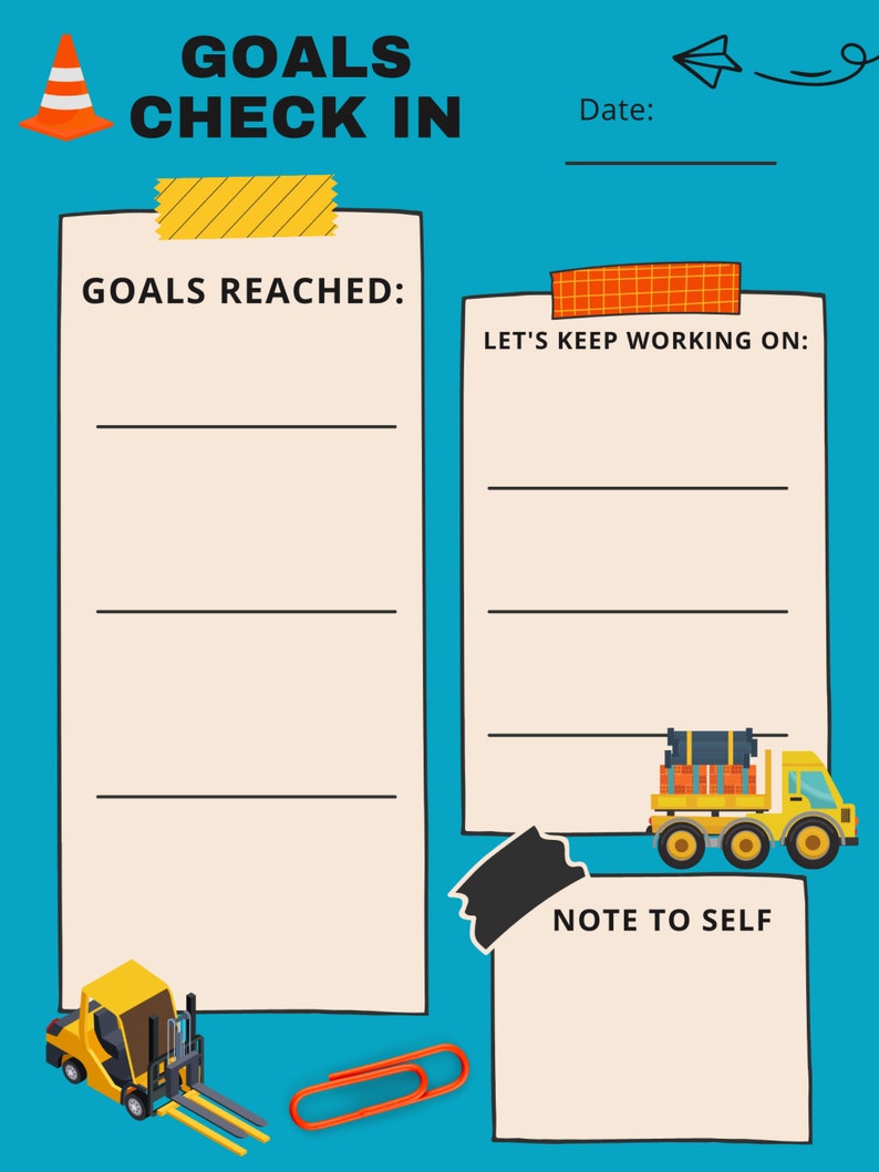 Kids Construction Vehicle Interactive Daily Planner and Affirmation ...