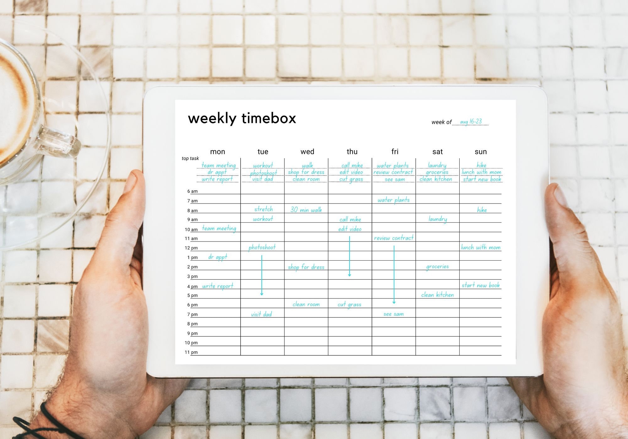 Weekly Timebox Planner, Fillable Printable PDF, Hourly Weekly Time ...