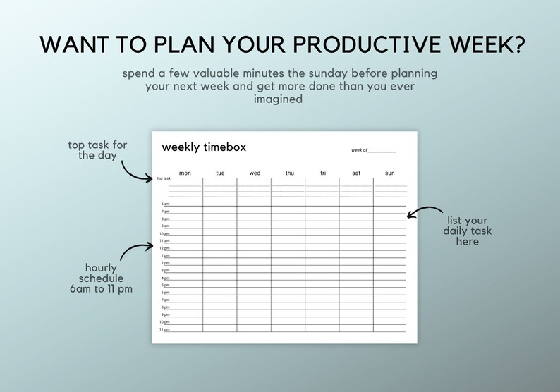 Weekly Timebox Planner, Fillable Printable PDF, Hourly Weekly Time ...