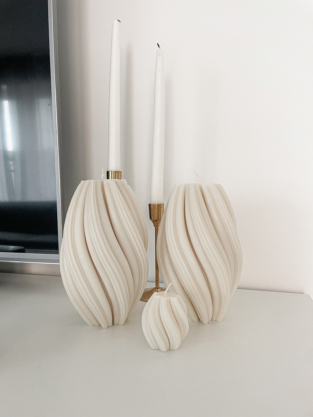 LARGE, Swirl Candle, Wave Candle, Handmade Candle, Twisted Candle ...