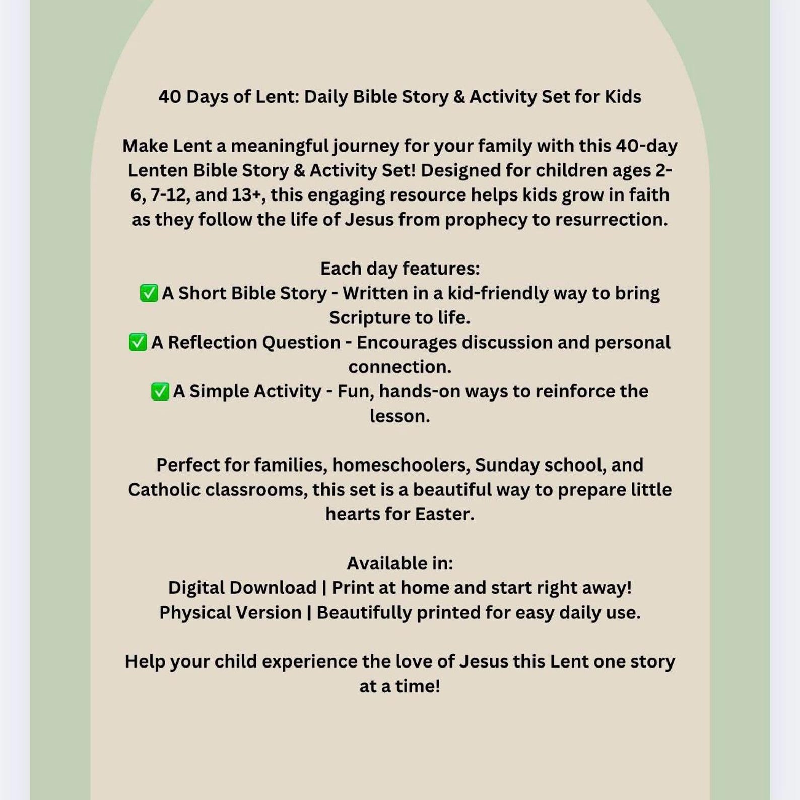 Kids' Lent Activity Cards, Bible Story Reflections (digital Download ...