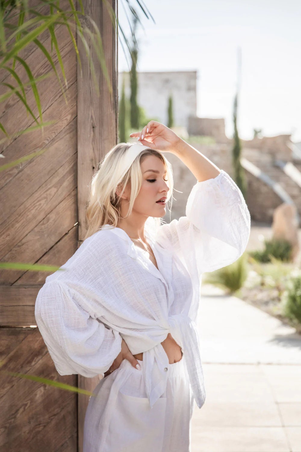 Womens Linen Pajama Set, White Linen Two Piece Set, Lightweight PJ Set ...