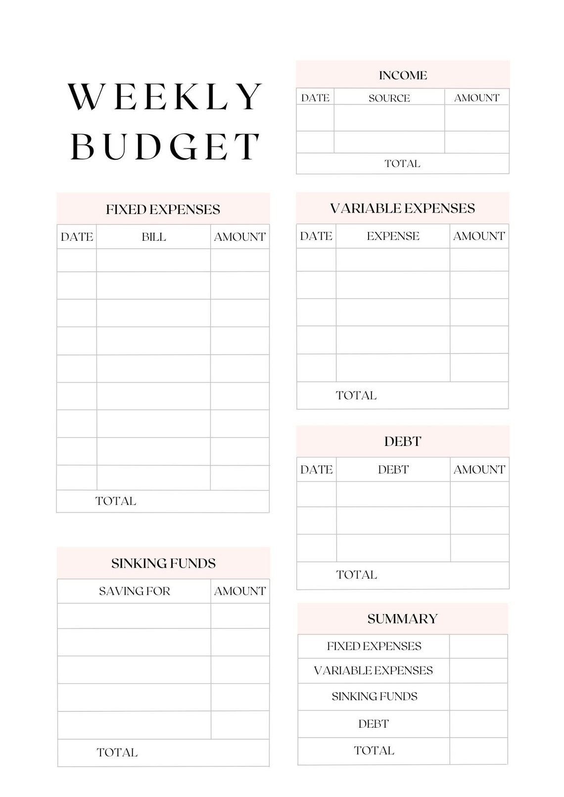 PAYCHECK BUDGET SHEET - Etsy