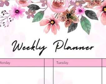 Printable Meal Planner With Grocery List Floral Weekly - Etsy