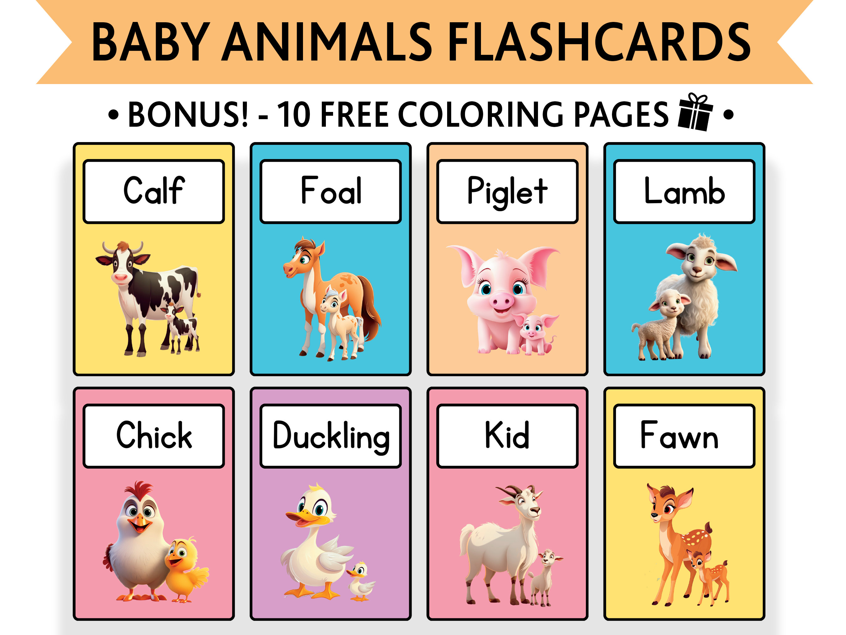 Printable Baby Animals Flashcards Montessori & Pre-school - Etsy