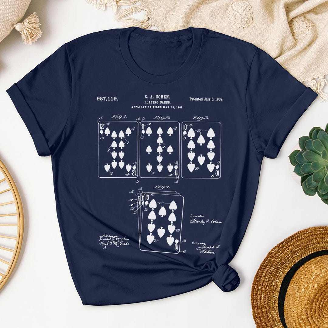 Playing Cards Shirt Blueprint, Playing Cards Shirt Patent, Unisex T ...