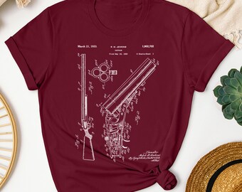 Machine Gun Patent T-shirt. Gatling Gun Blueprint Tee. Printed on Soft ...