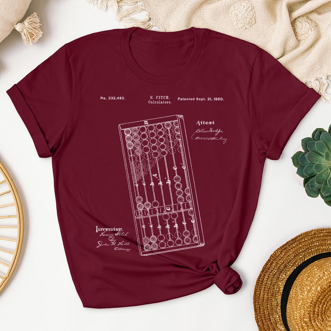 Calculator Shirt Blueprint, Calculator Shirt Patent, Unisex T-shirt ...