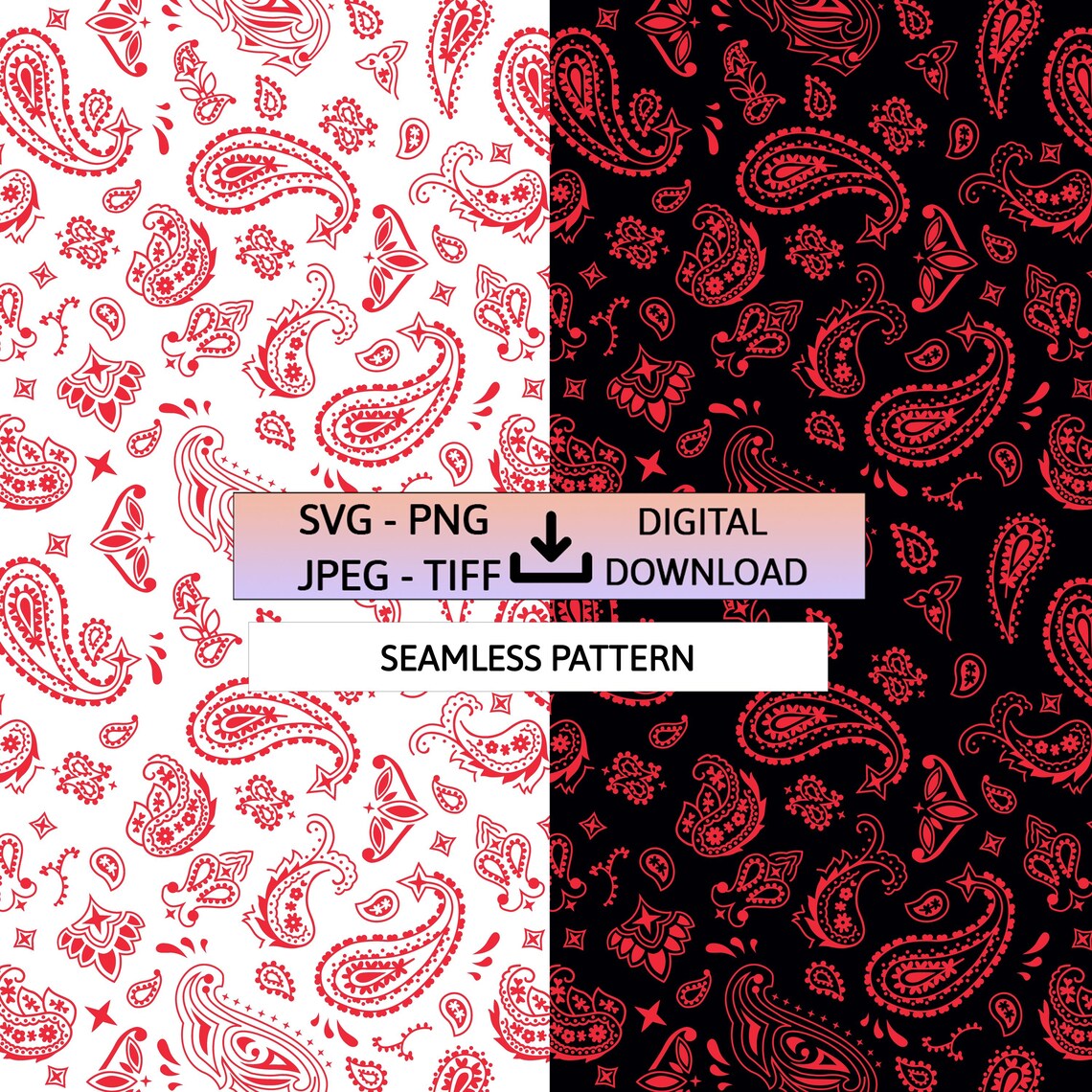 Bandana Svg, Bandana Paisley Vector Design, Seamless Bandana Pattern ...