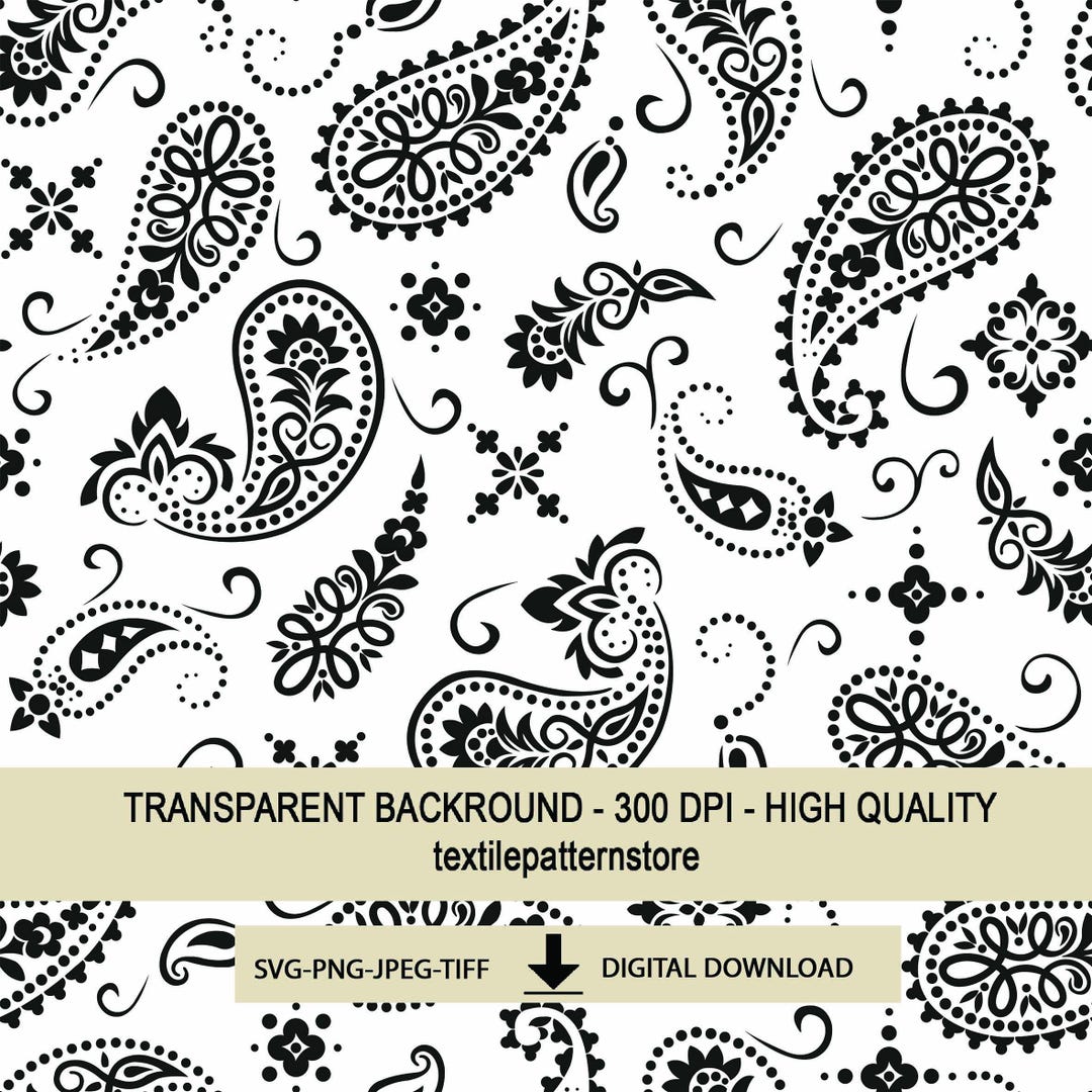 Boho Paisley Bandana Pattern, Seamless Vector Design, Digital Download ...