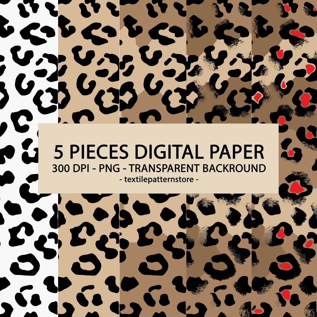 Leopard Print Digital Paper, Seamless Animal Print Patterns, Scrapbook ...