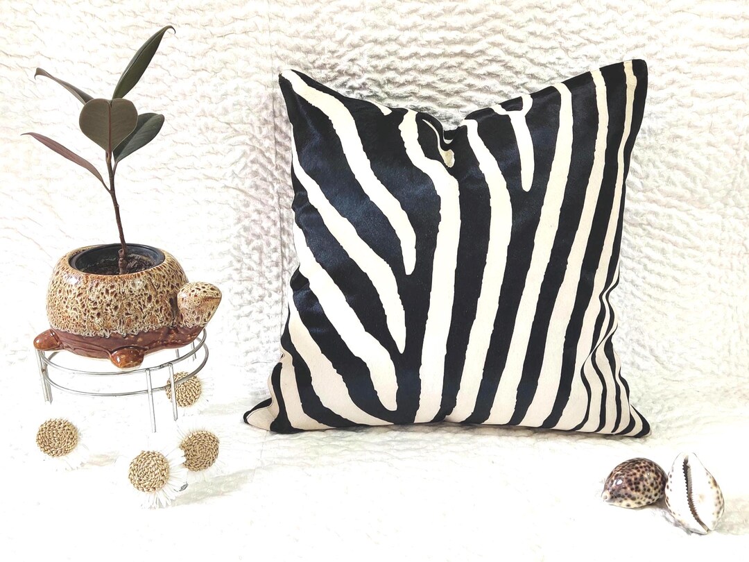 100% Natural Cowhide Cushions Covers, Genuine Cowhide Zebra Print Cow ...